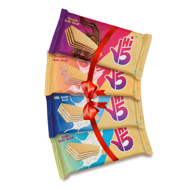 Hi5 80g Family Wafer – Milk, Vanilla, Strawberry & Chocolate Combo - Akij